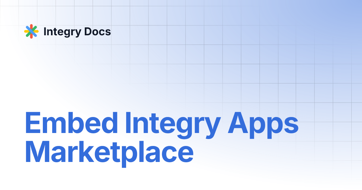 Embed Integry Apps Marketplace | Integry Docs
